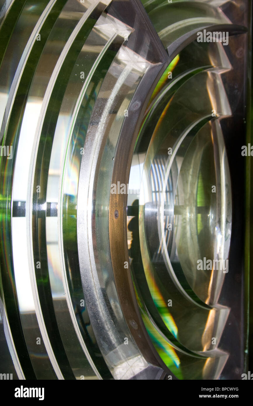 lighthouse beacon glass lens magnifying warning Stock Photo - Alamy