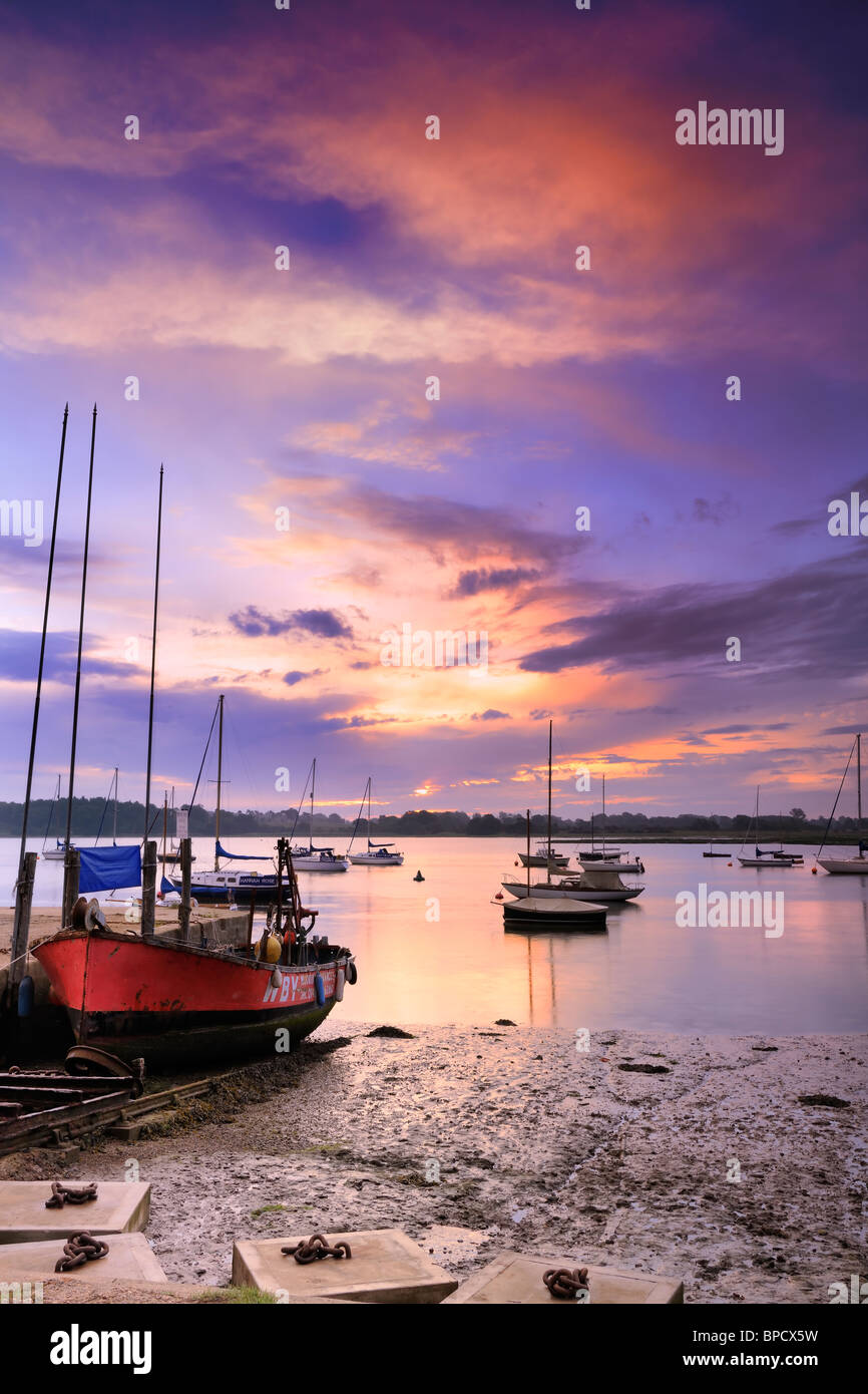 The Deben Estuary at dawn - Waldringfield, Suffolk, England Stock Photo ...