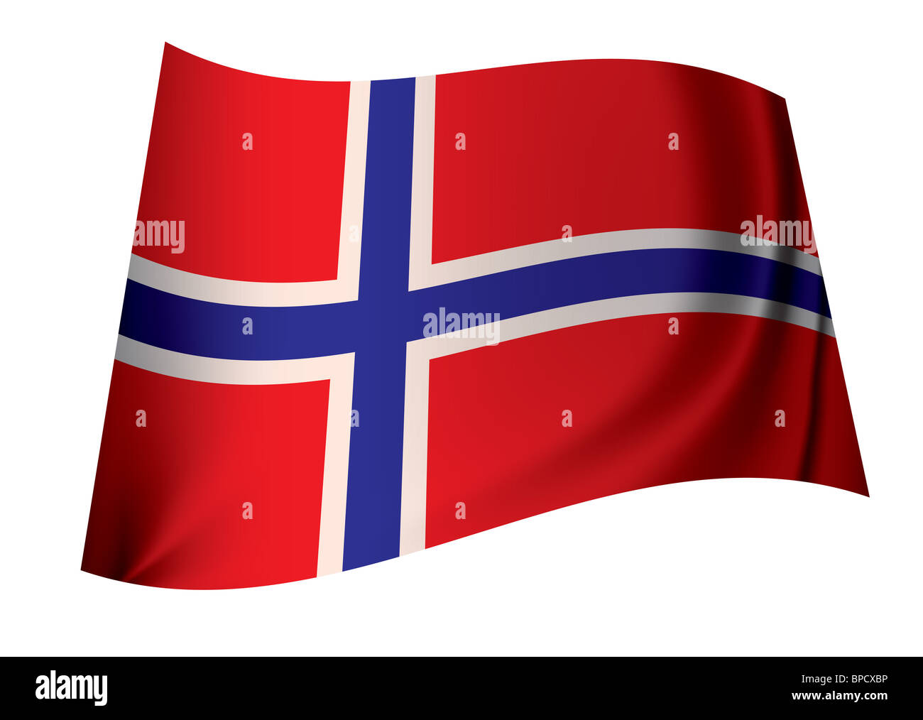 Norway flag waving in wind Cut Out Stock Images & Pictures - Alamy