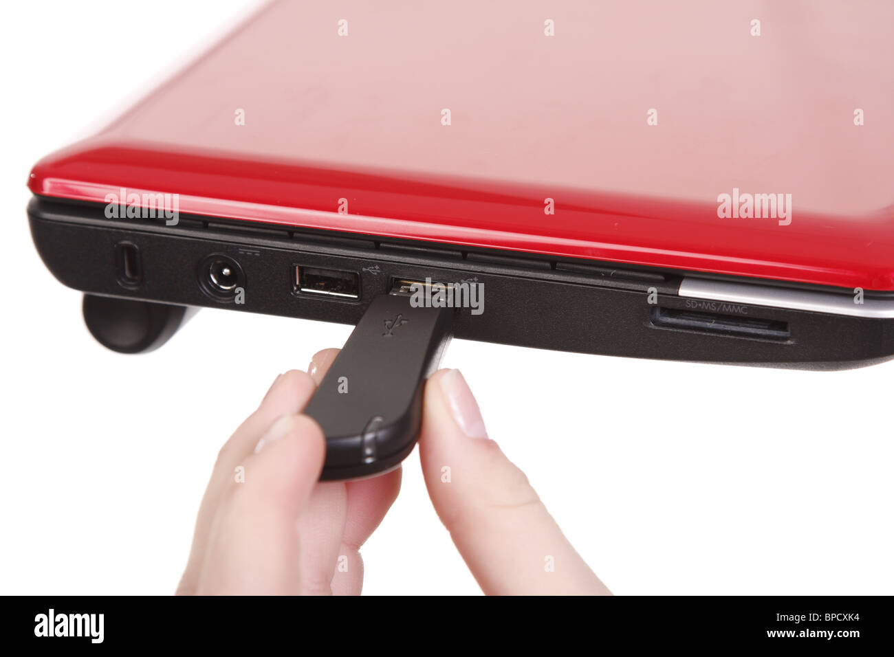 Plugging a USB device into a laptop computer Stock Photo - Alamy