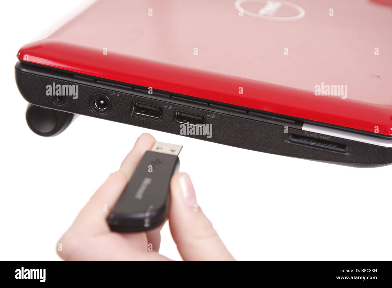 Plugging a USB device into a laptop computer Stock Photo - Alamy