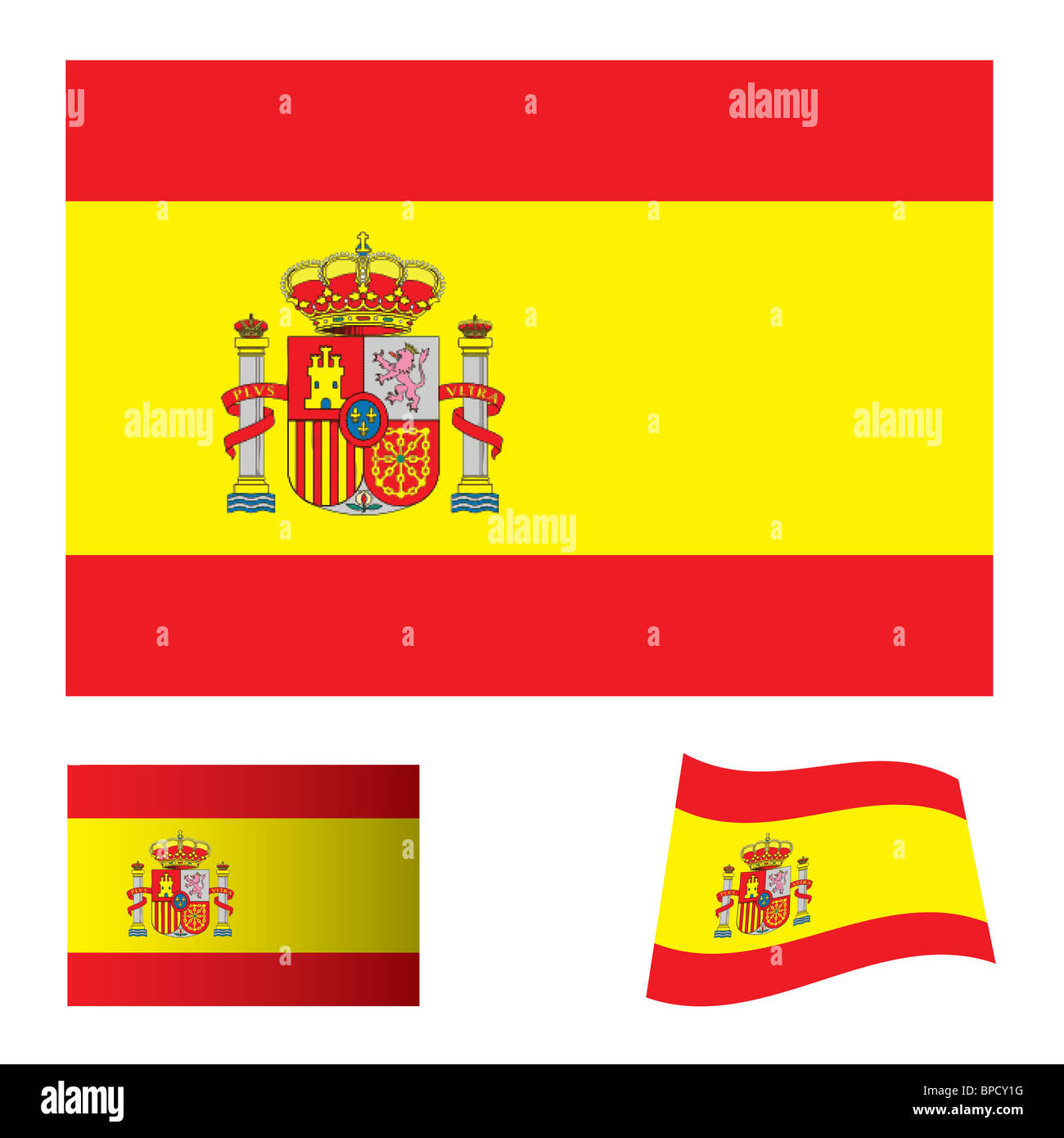 spanish flag icon with red and yellow stripes and variation Stock Photo Alamy