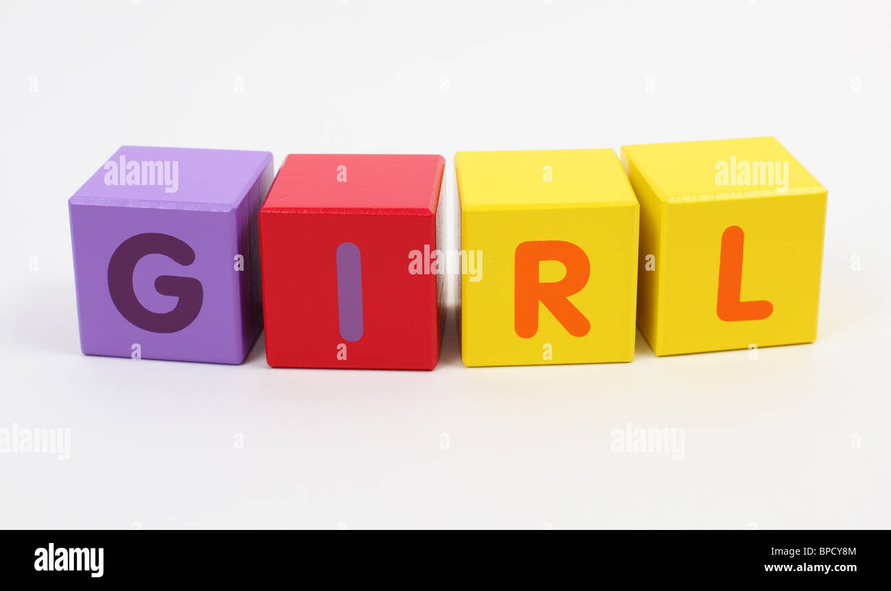 Word girl written with colorful alphabet cubes Stock Photo - Alamy