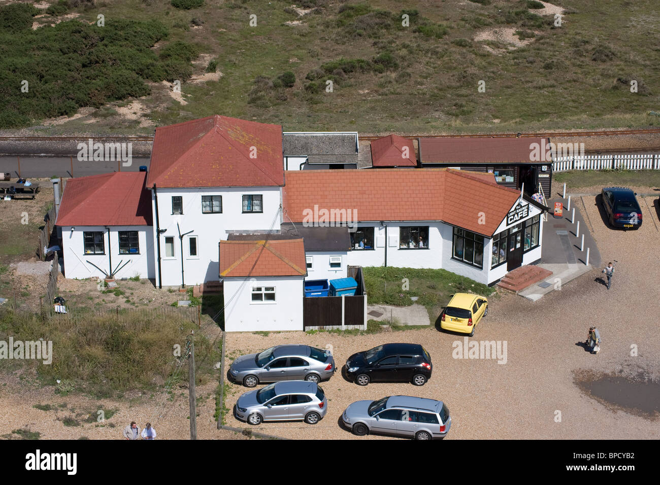 aerial view dungeness beach shrub railway station Stock Photo - Alamy