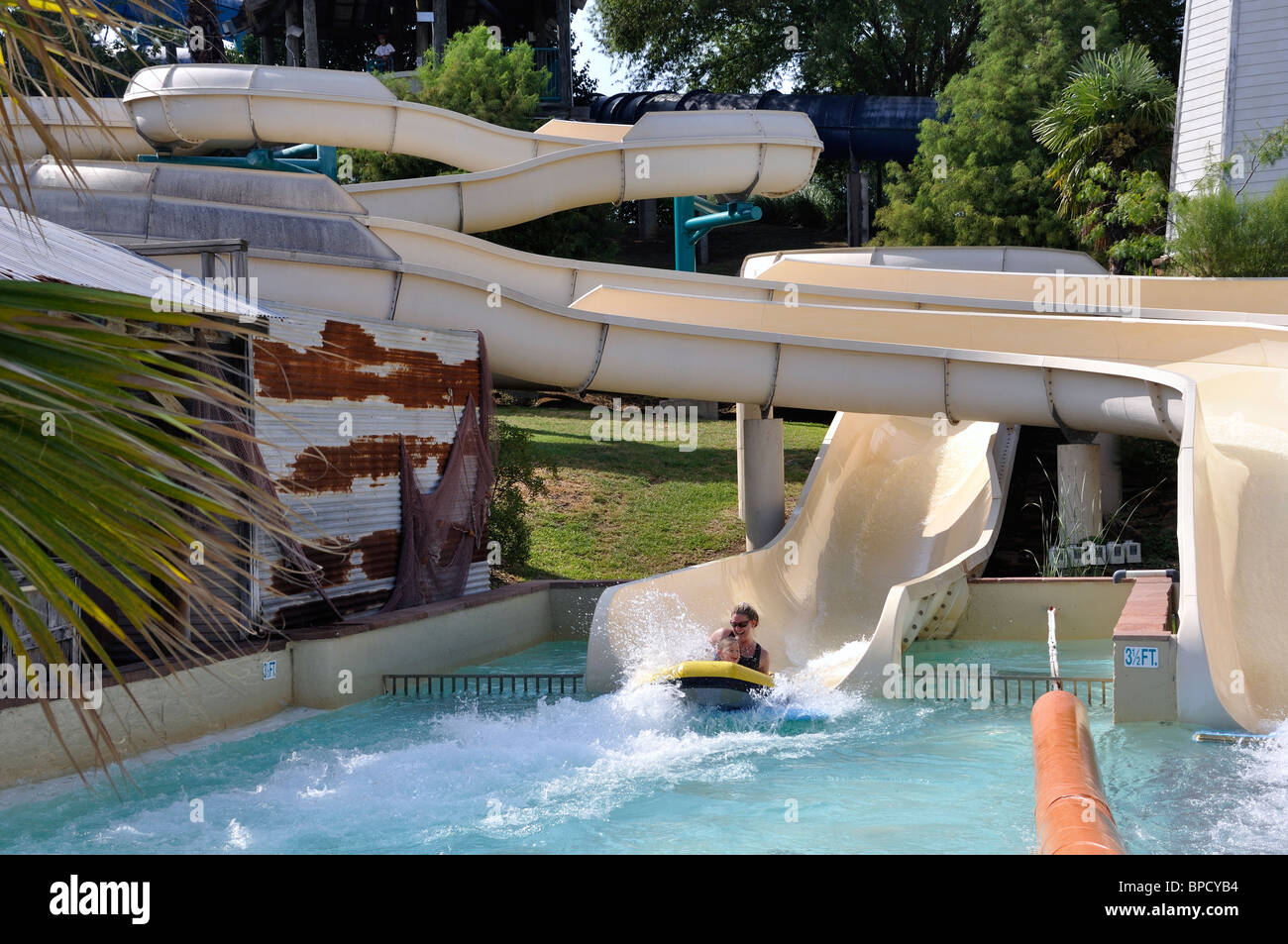 Water slide at Hurricane Harbor waterpark , Six Flags Over Texas ...