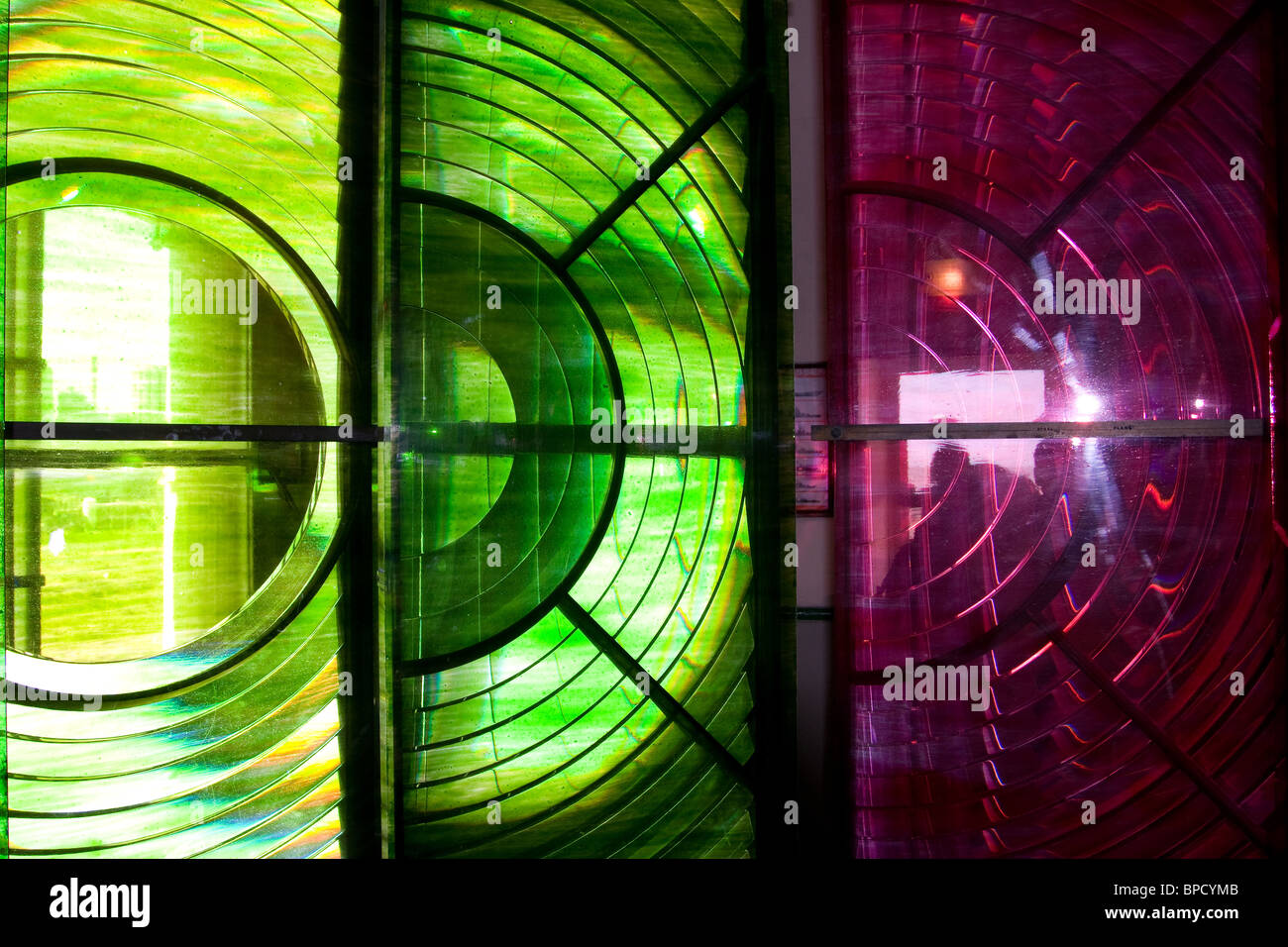 lighthouse beacon glass lens magnifying warning Stock Photo - Alamy
