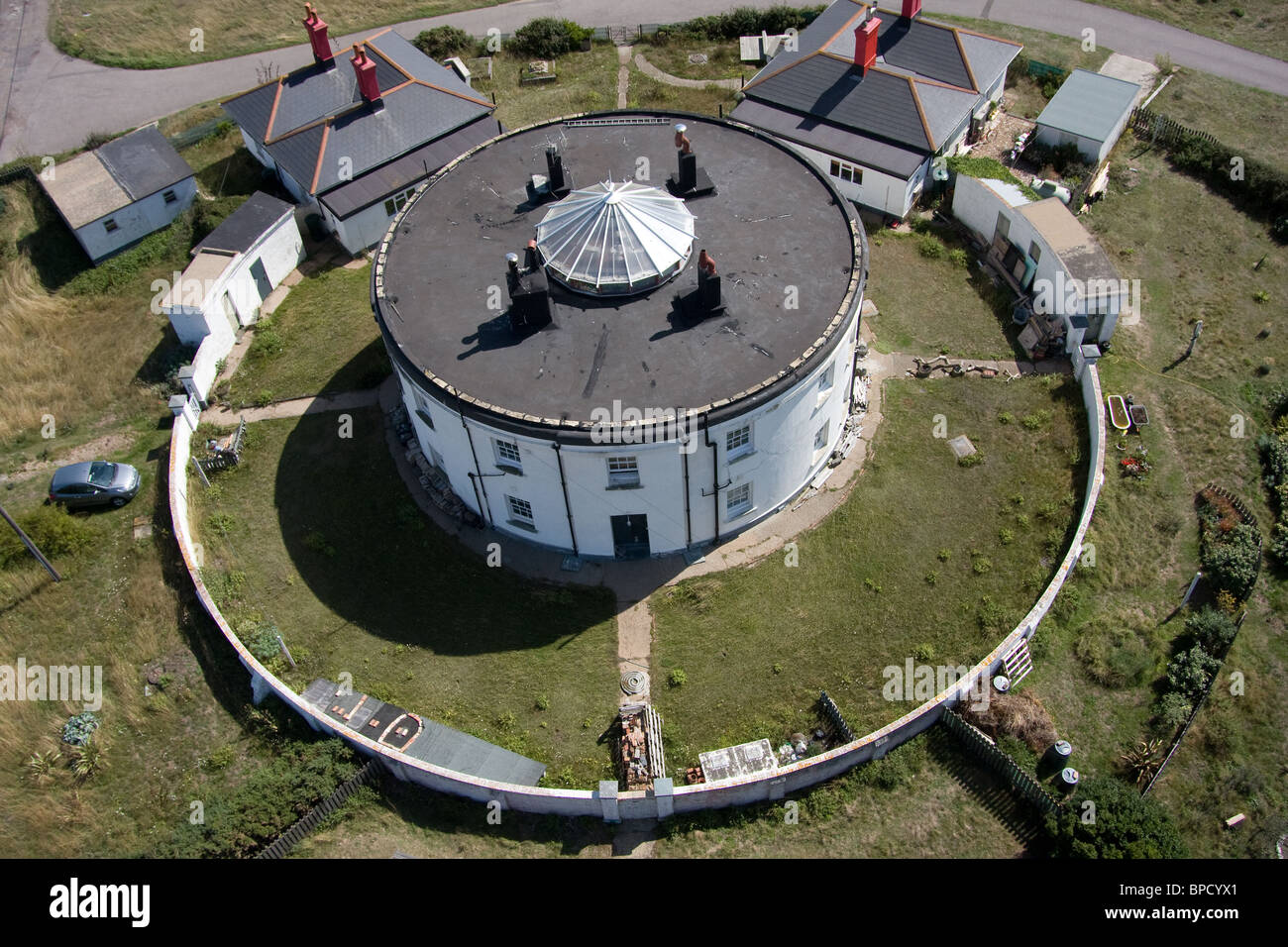 roundhouse aerial view circular wall circle garden Stock Photo - Alamy