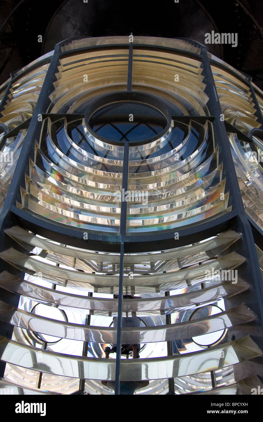 lighthouse beacon glass lens magnifying warning Stock Photo - Alamy