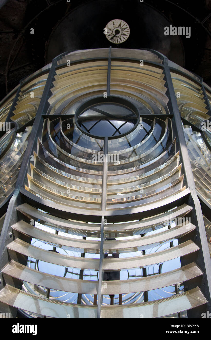 lighthouse beacon glass lens magnifying warning Stock Photo - Alamy