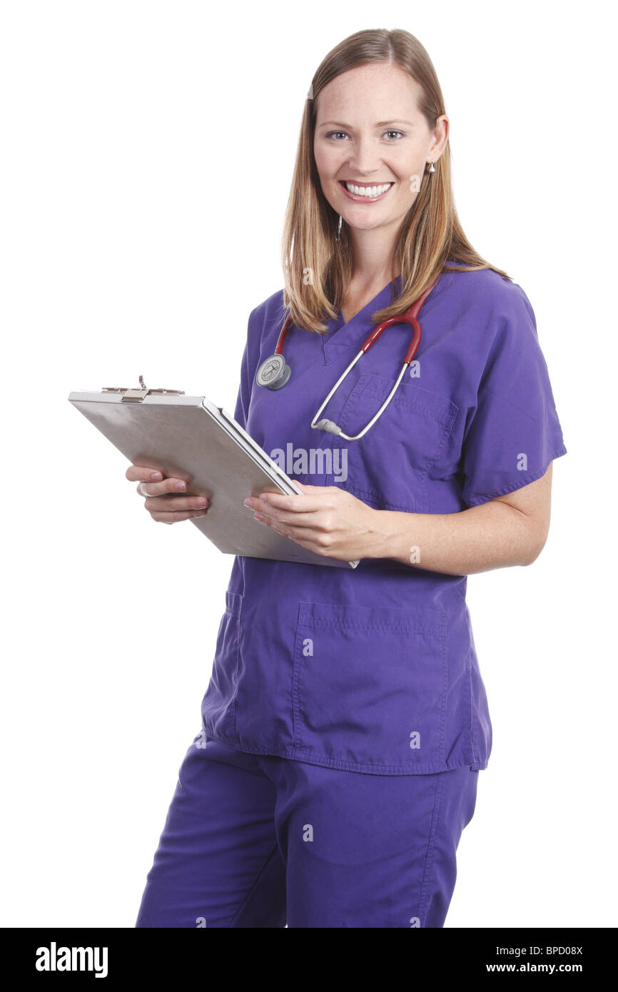Nurse with a patient chart Stock Photo - Alamy