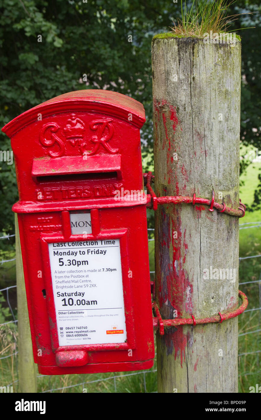 traditional gb red post box fixed to telegraph pole stump england uk gb ...