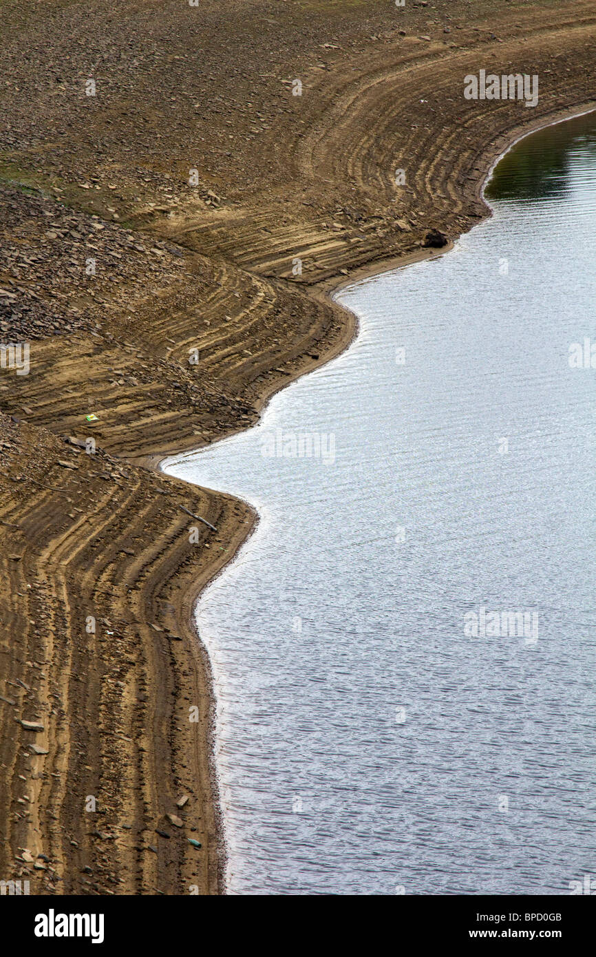 low water level tide marks from above ladybower reservoir derbyshire ...
