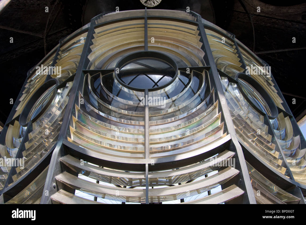 lighthouse beacon glass lens magnifying warning Stock Photo - Alamy