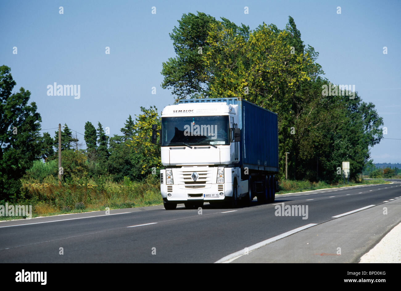 Road To Nimes France Lorry & Driver Stock Photo - Alamy