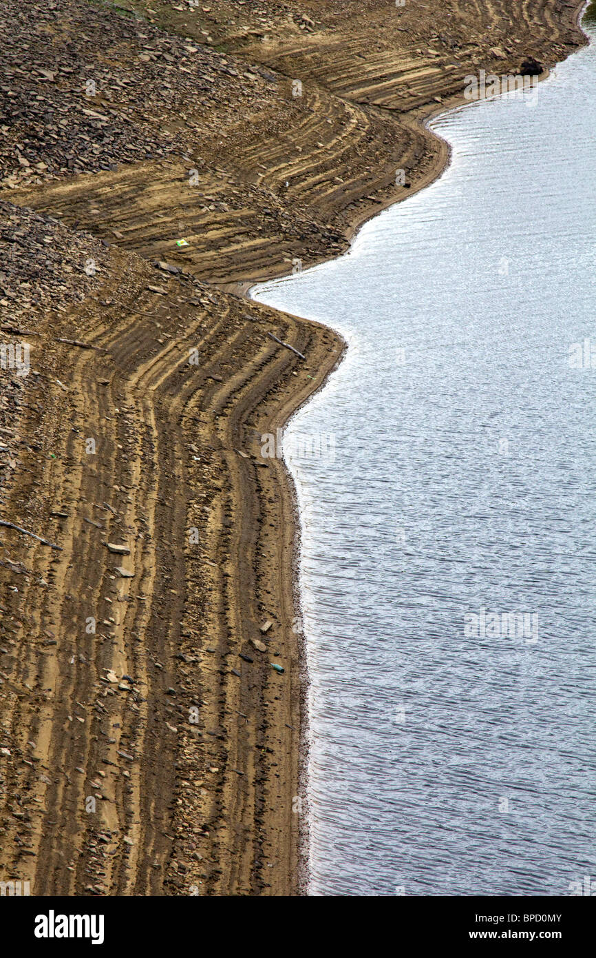 low water level tide marks from above ladybower reservoir derbyshire ...