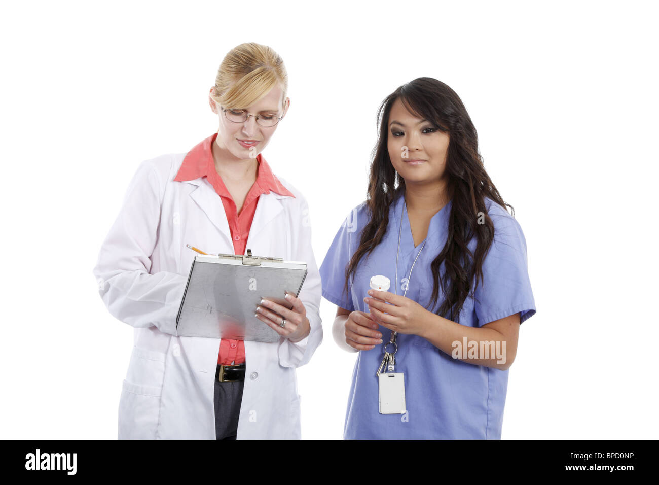 Doctor checking patient pills in hi-res stock photography and images ...
