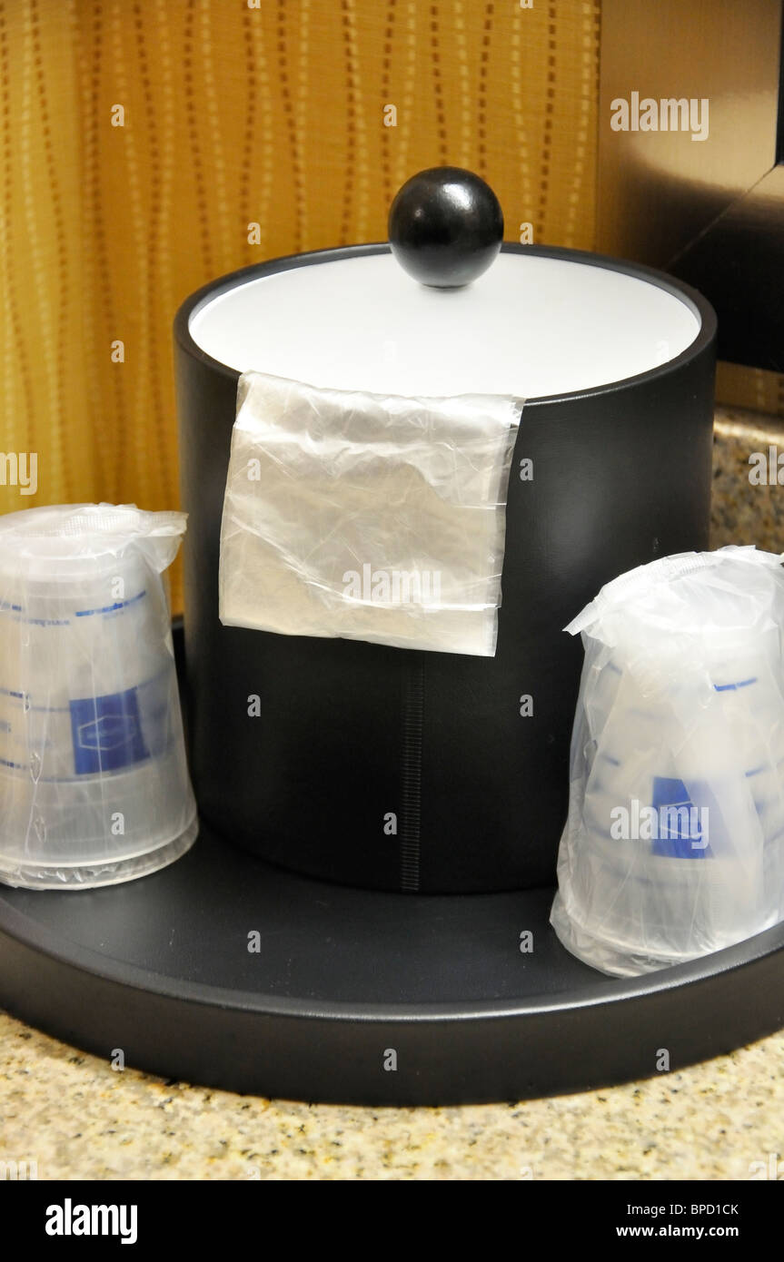 Ice bin and bag in Hampton Inn hotel bathroom Stock Photo - Alamy