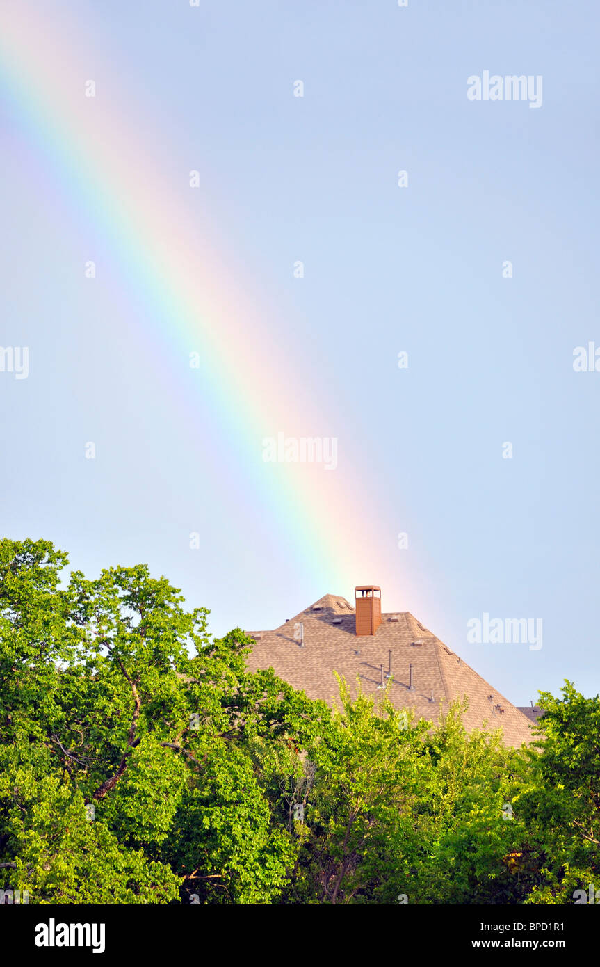 Rainbow over house in Texas, USA Stock Photo - Alamy