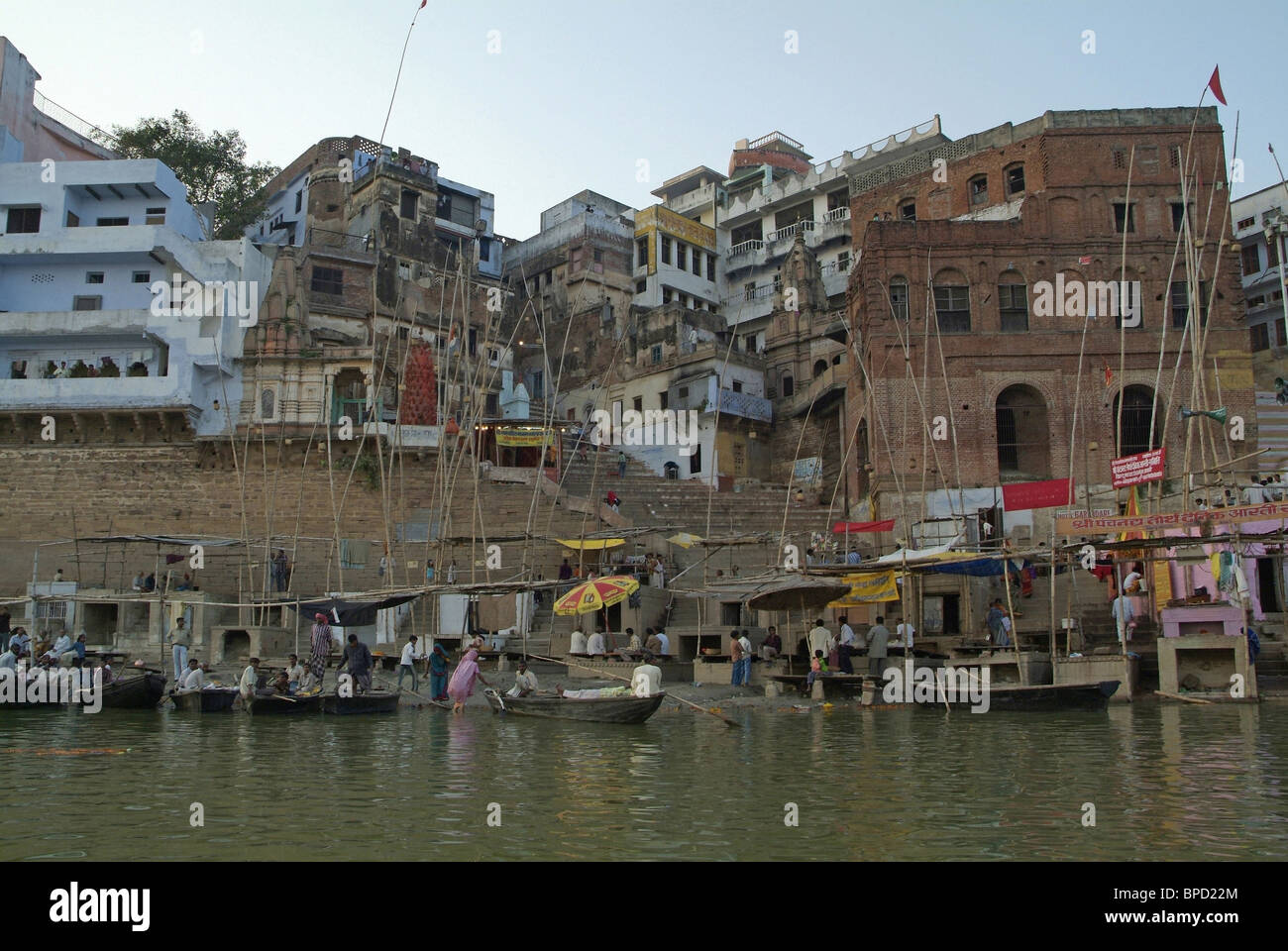 Ghats along the Ganges River in Varanasi, India Stock Photo - Alamy