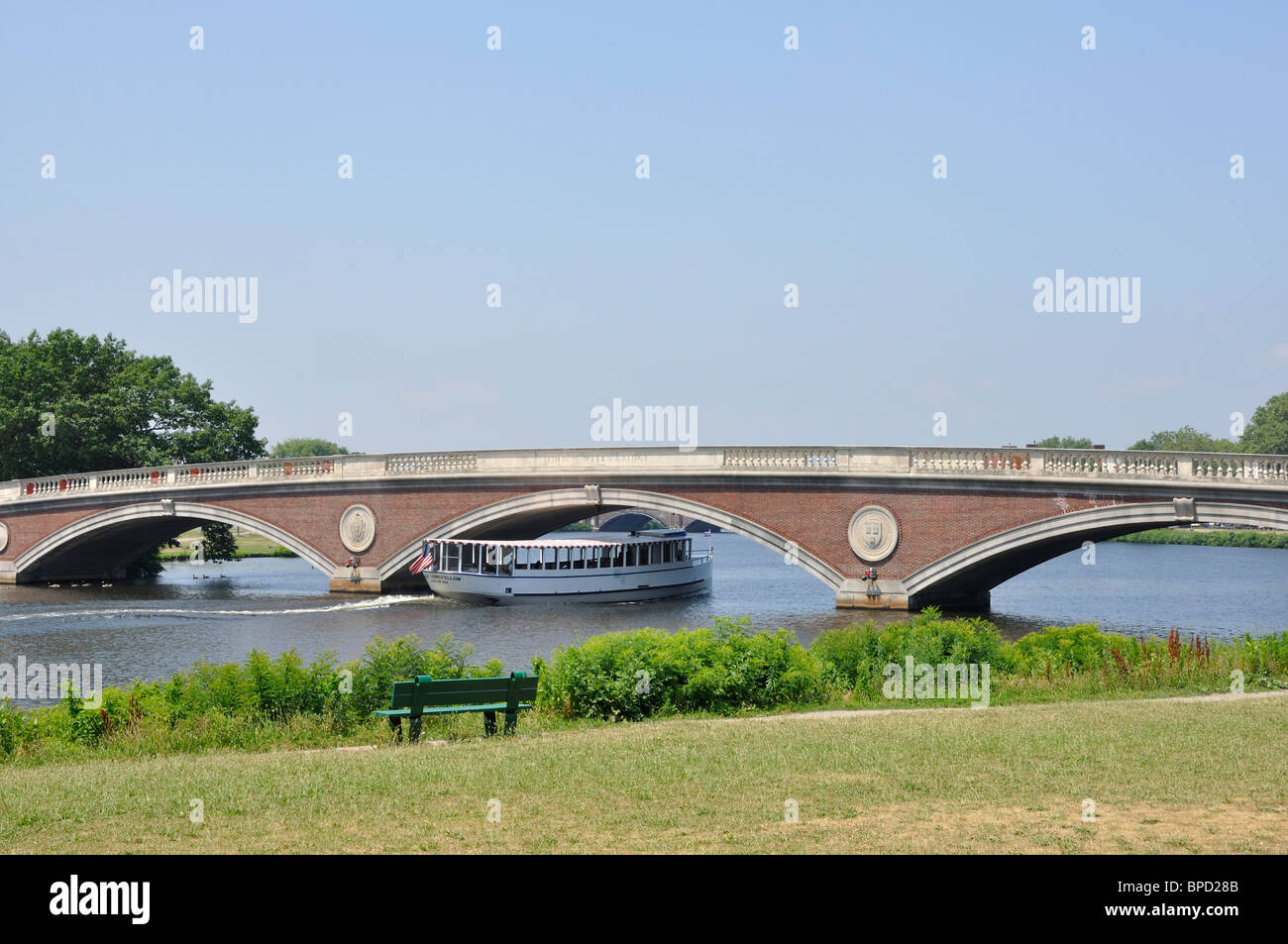 The John W. Weeks Bridge, a pedestrian bridge over the Charles River ...