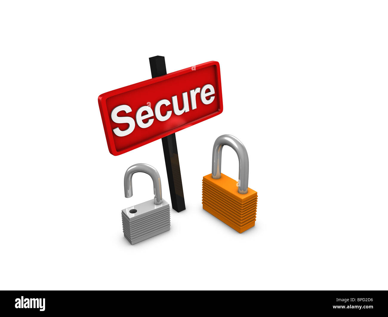 Secure concept image. Isolated on white background Stock Photo - Alamy