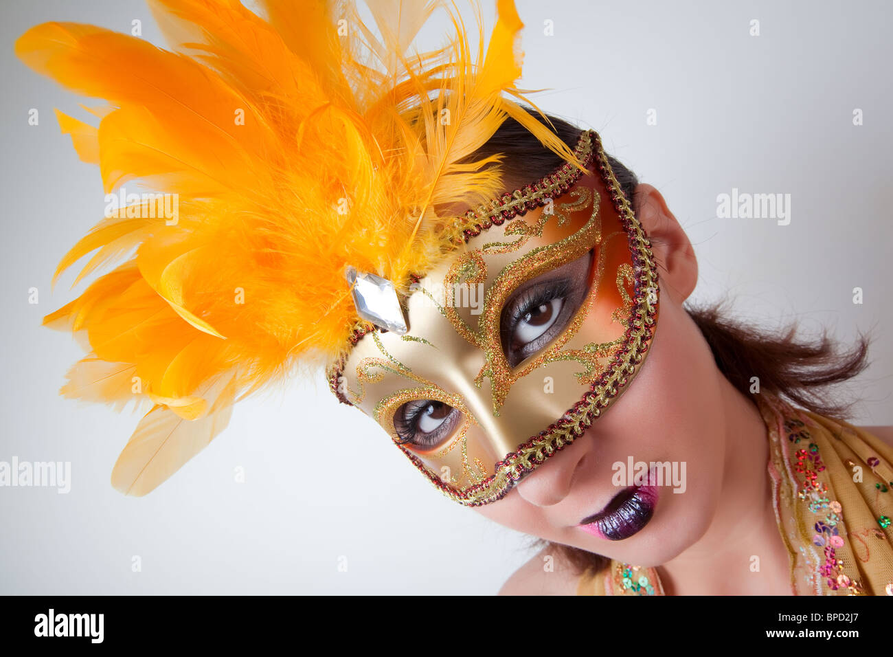 Woman Who Hide Their Face Behind A Venetian Mask Stock Photo - Alamy
