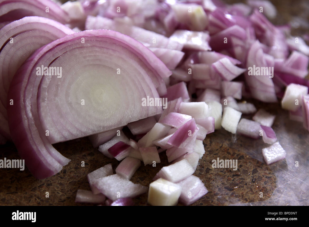 Fresh Cut Red Onion Stock Photo - Alamy