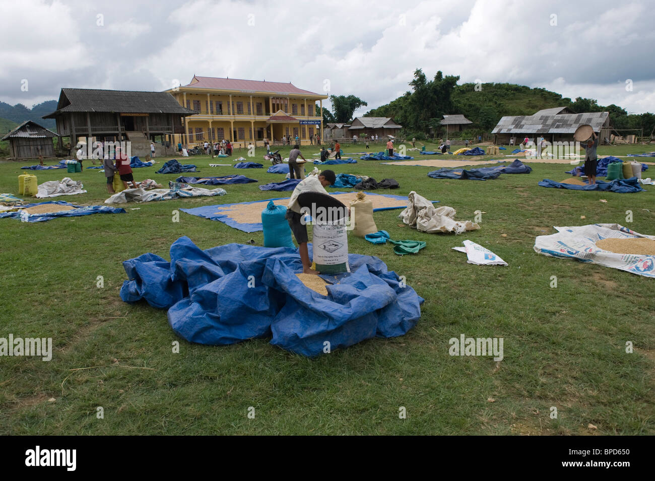 View across the community area towards the school and town house in Na ...
