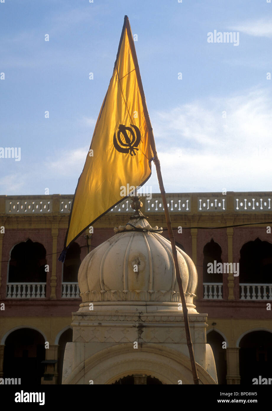 The Nishan Sahib flying over the gurdwara in Pancha Sahib in Pakistan ...