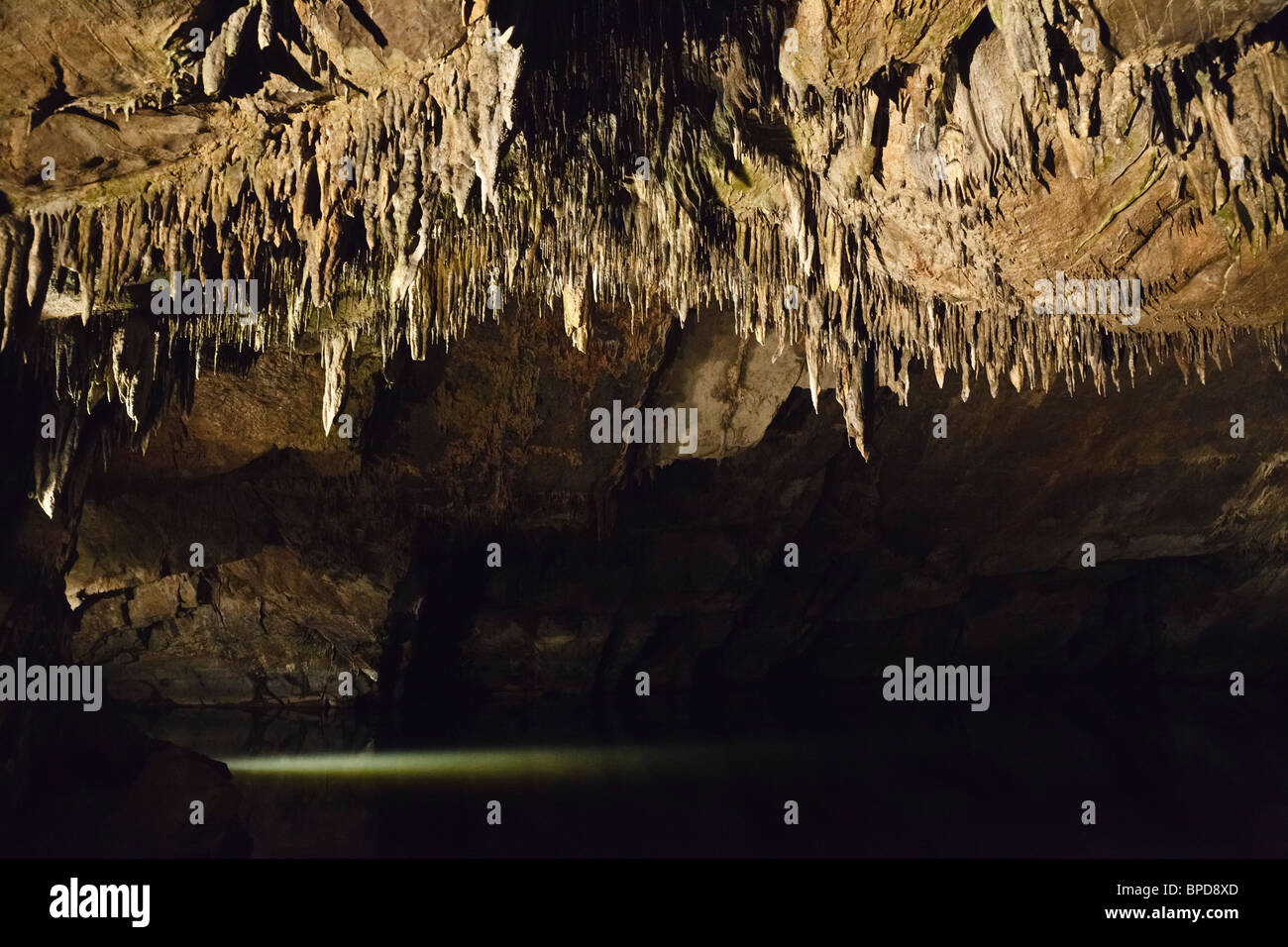The underground River Lesse in the Grottes de Han, Han sur Lesse ...