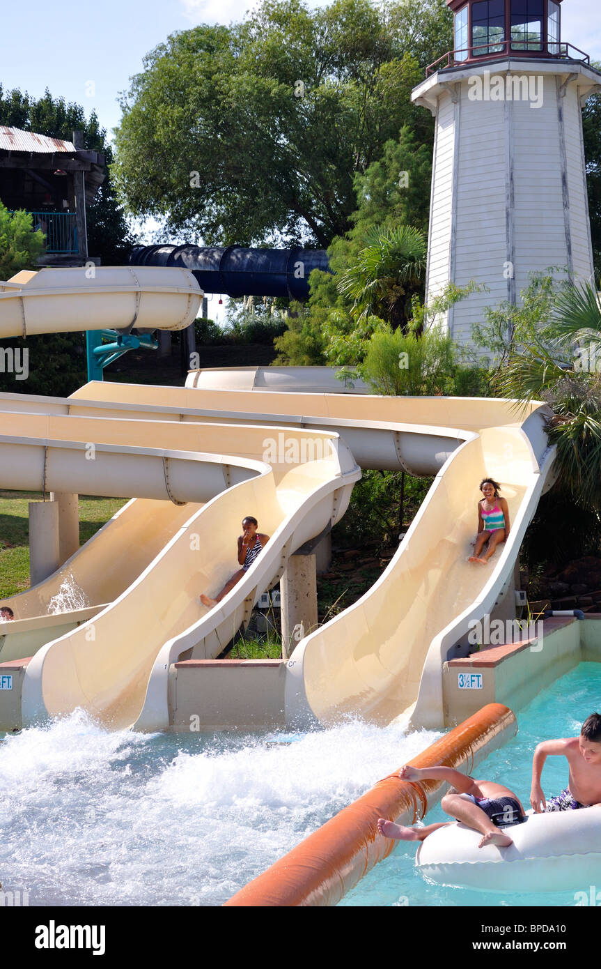 Water slide at Hurricane Harbor waterpark , Six Flags Over Texas ...