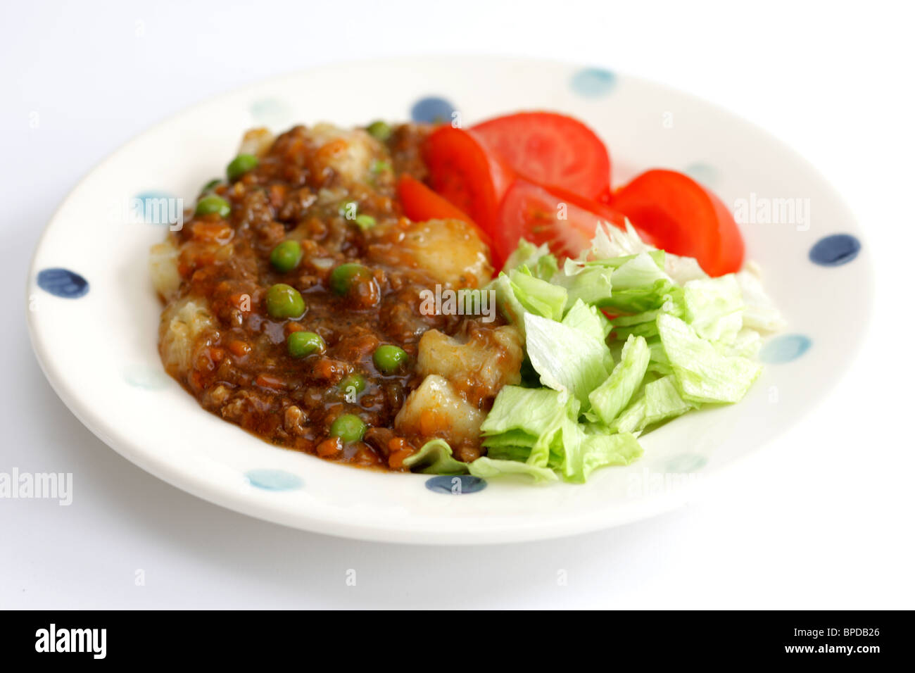 Minced Beef with Potatoes and Salad Stock Photo - Alamy