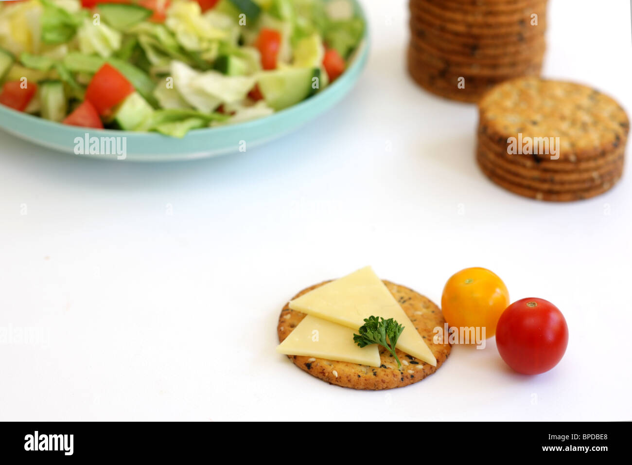 Multi-Grain Crackers with Cheese Stock Photo - Alamy
