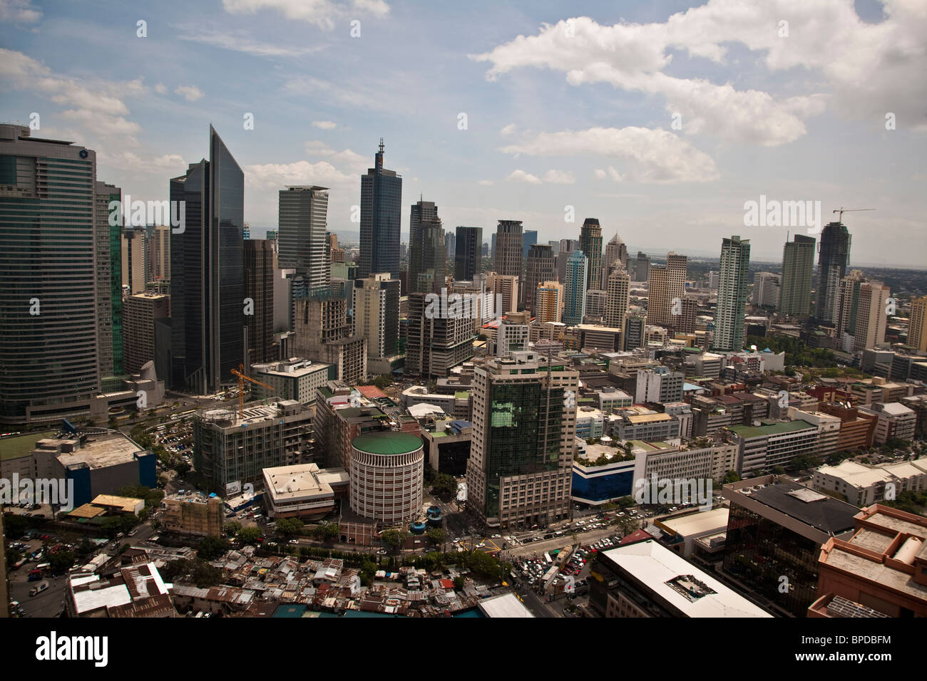 aerial view of the buildings at the central business district of Makati ...