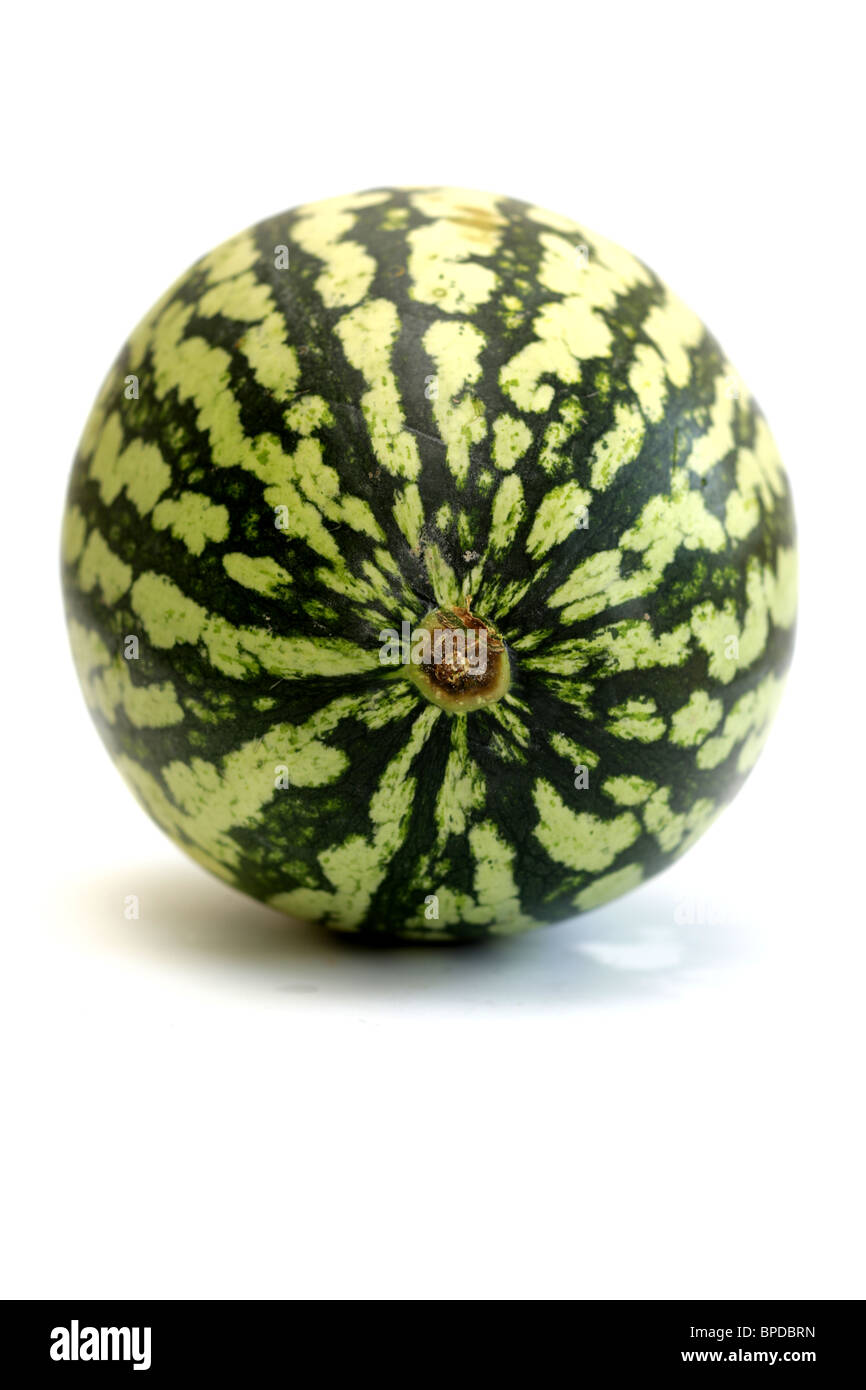 Fresh Whole Healthy Tropical Watermelon Fruit Isolated Against A White ...