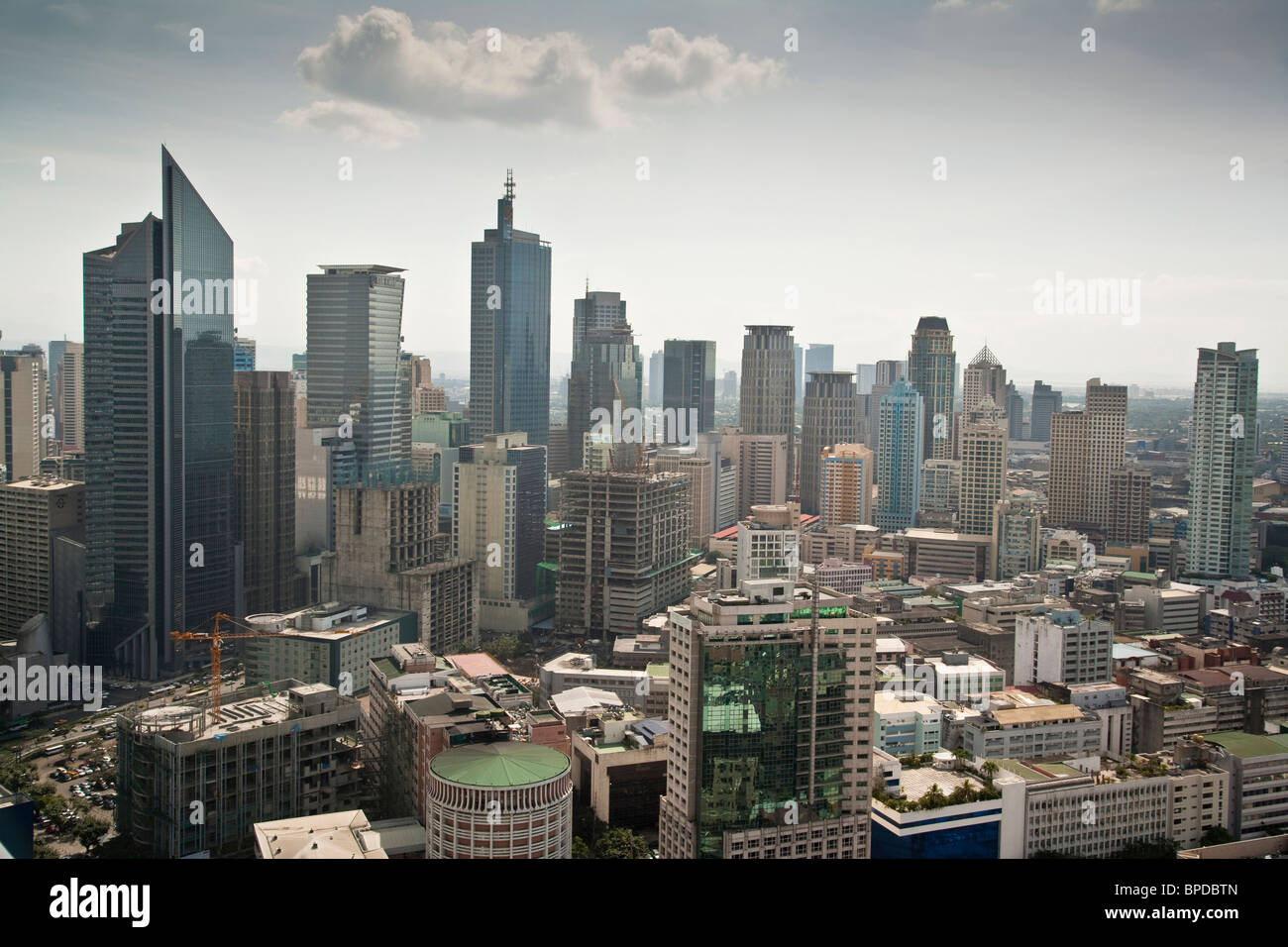 aerial view of the buildings at the central business district of Makati ...