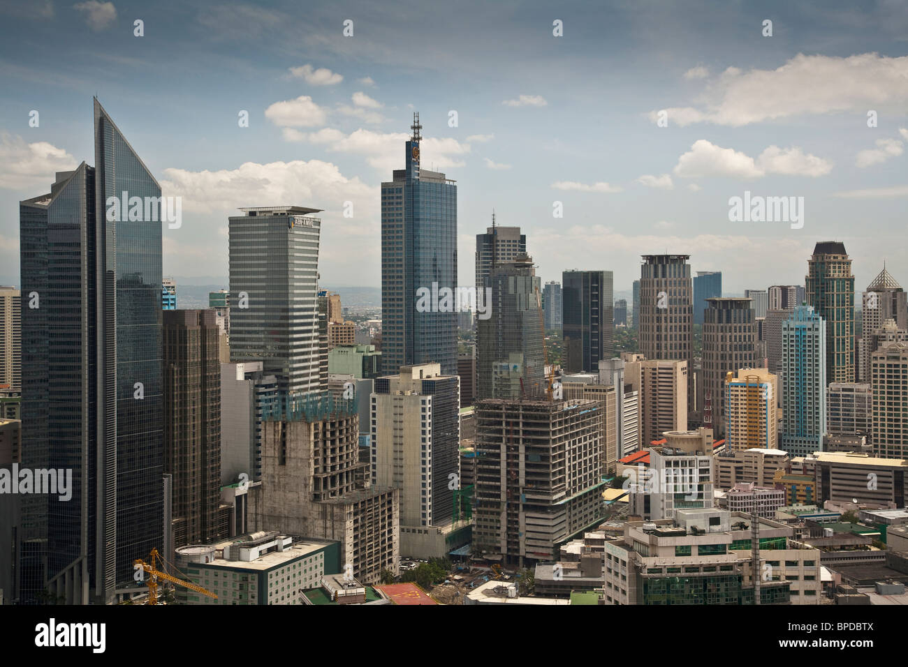 aerial view of the buildings at the central business district of Makati ...