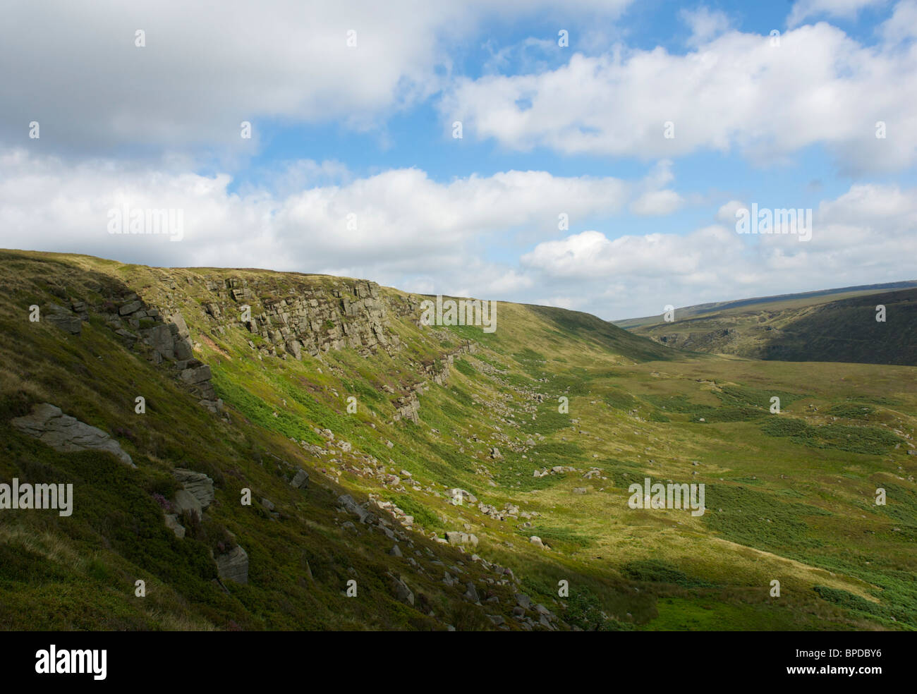 Laddow Rocks, a feature of the Pennine Way and the Crowden Valey, Peak ...