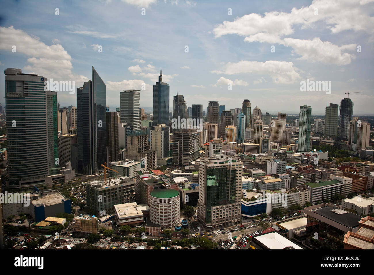 aerial view of the buildings at the central business district of Makati ...