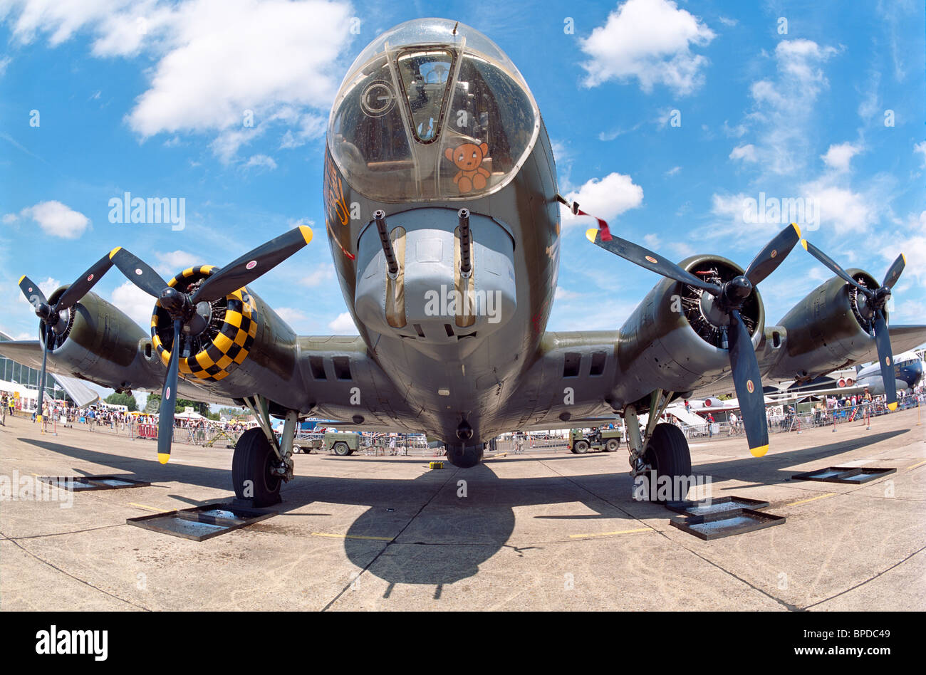 Boeing B 17 Flying Fortress Sally B low viewpoint on hardstand showing ...
