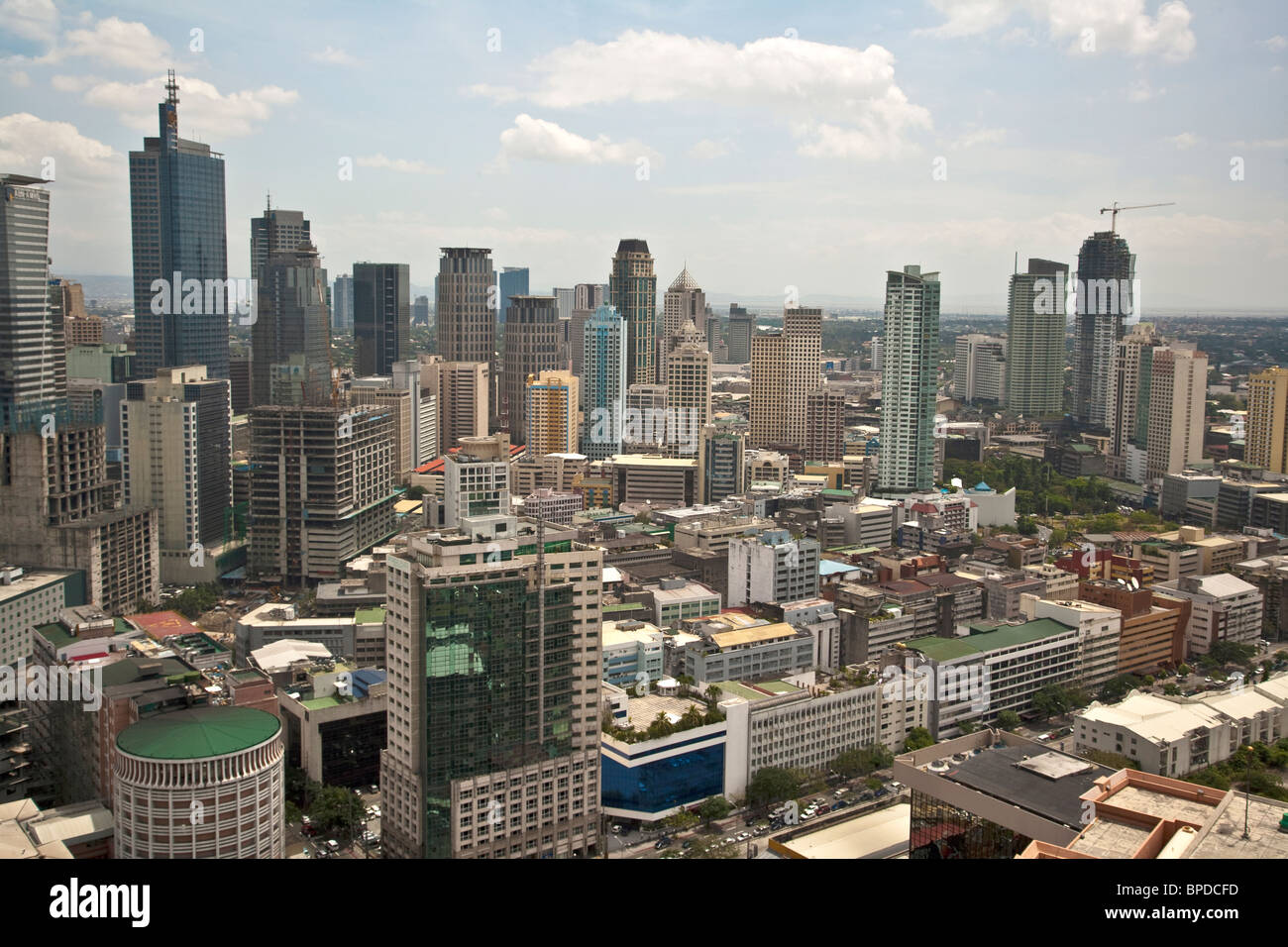 aerial view of the buildings at the central business district of Makati ...