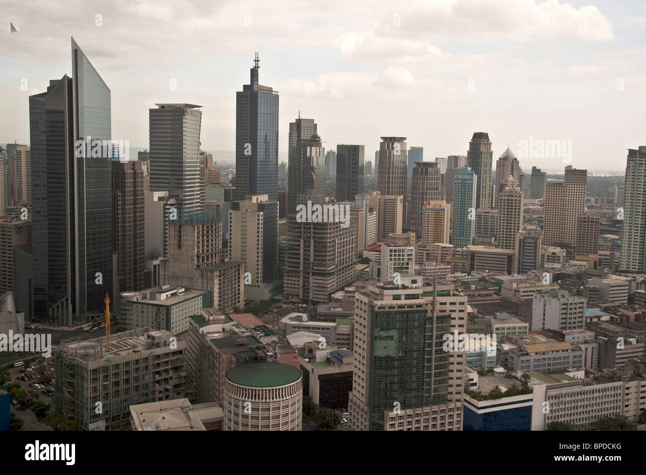 aerial view of the buildings at the central business district of Makati ...