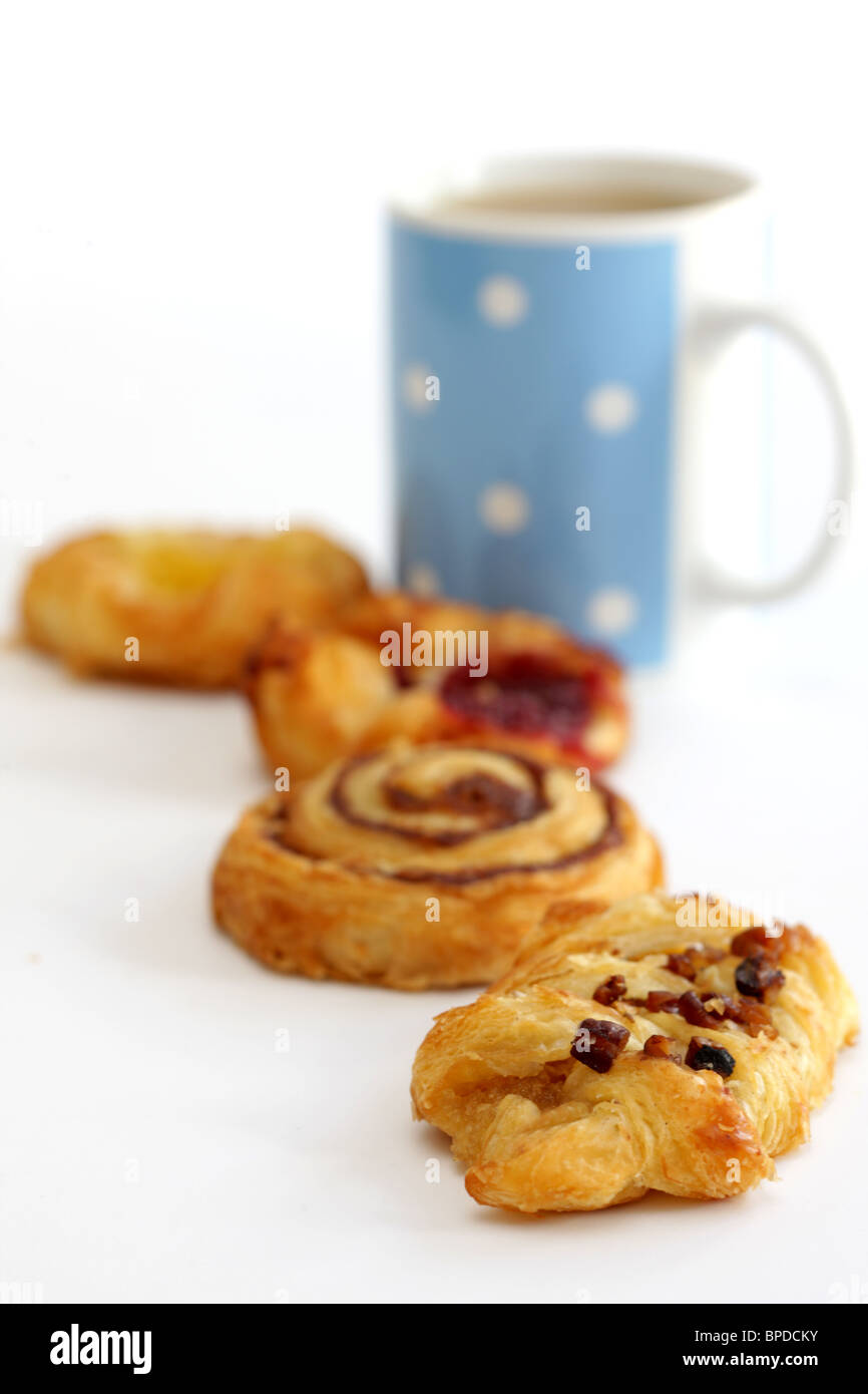 Danish Pastries with a Mug of Tea Stock Photo - Alamy