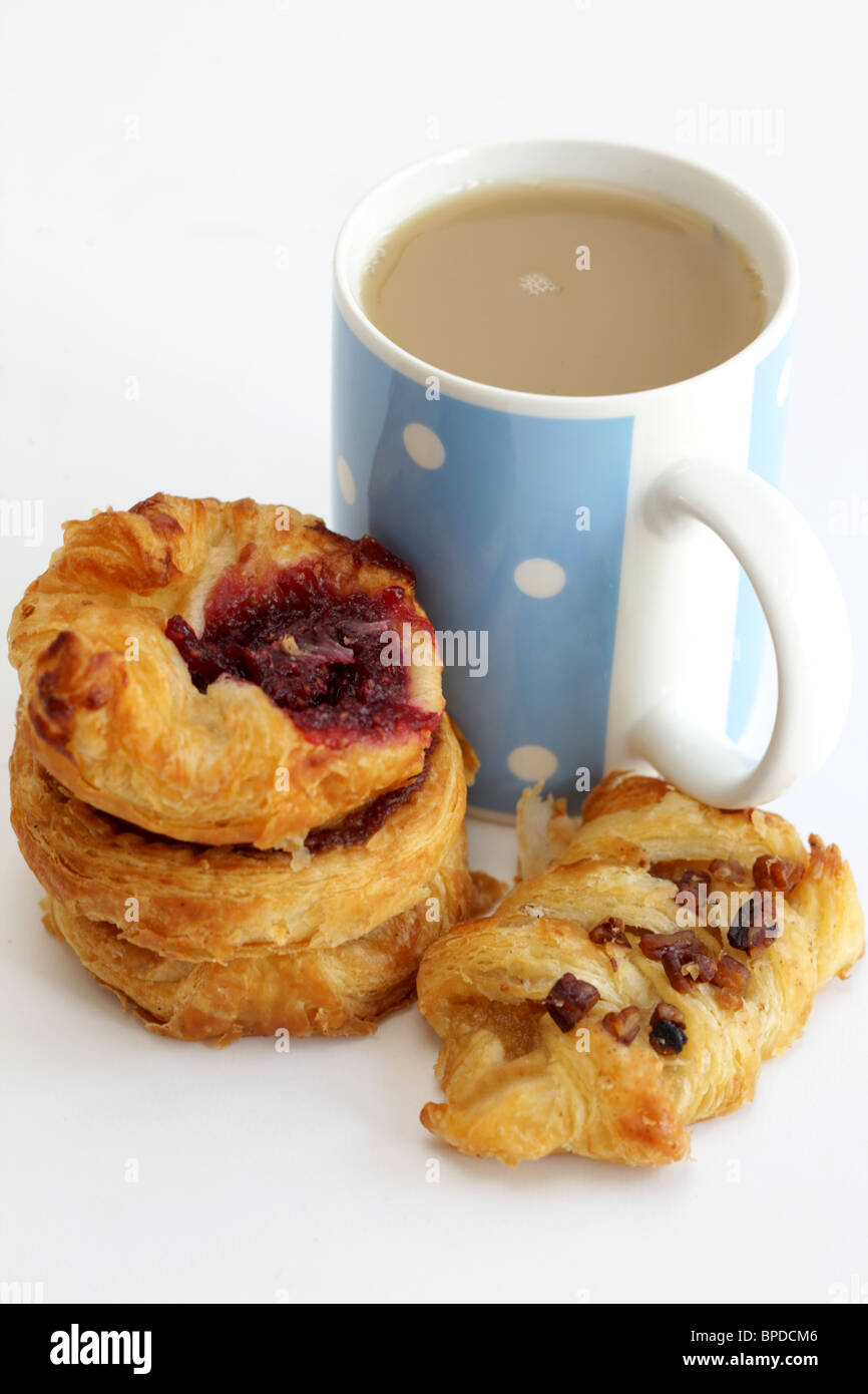 Danish Pastries with a Mug of Tea Stock Photo - Alamy