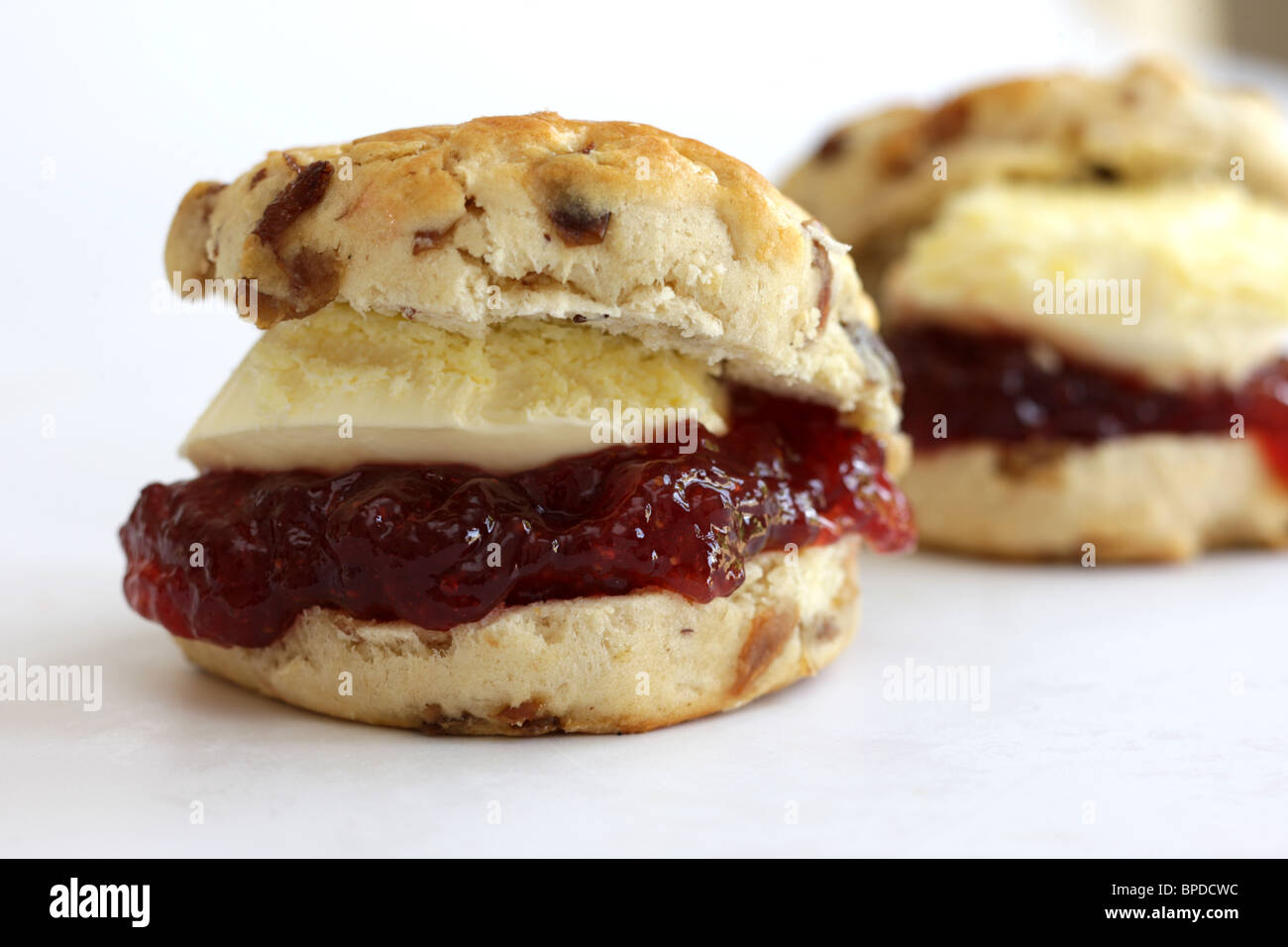 Cream Scone and Jam Stock Photo - Alamy