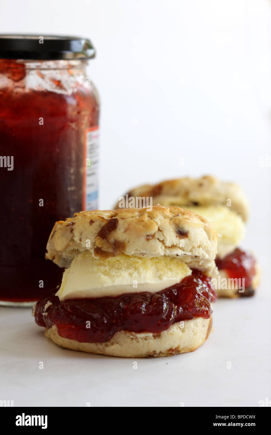 Cream Scone and Jam Stock Photo - Alamy