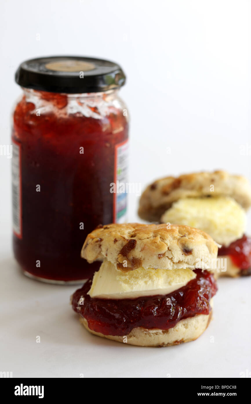 Cream Scone and Jam Stock Photo - Alamy