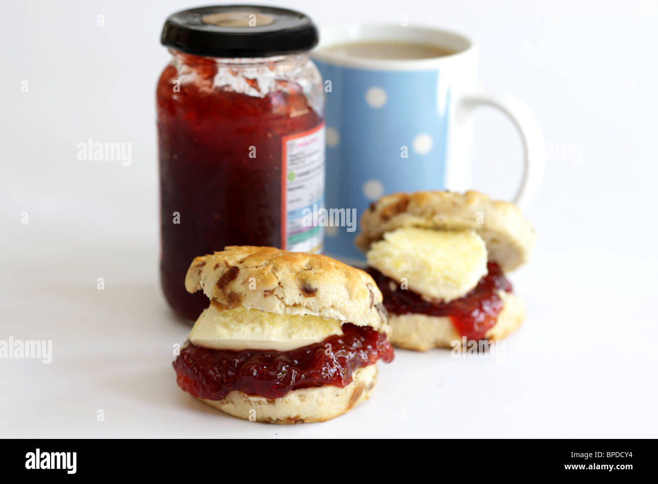 Cream Scone and Jam Stock Photo - Alamy