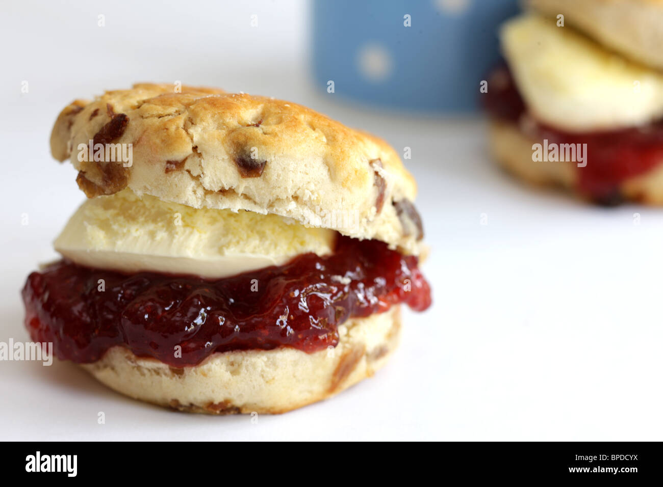 Cream Scone and Jam Stock Photo - Alamy