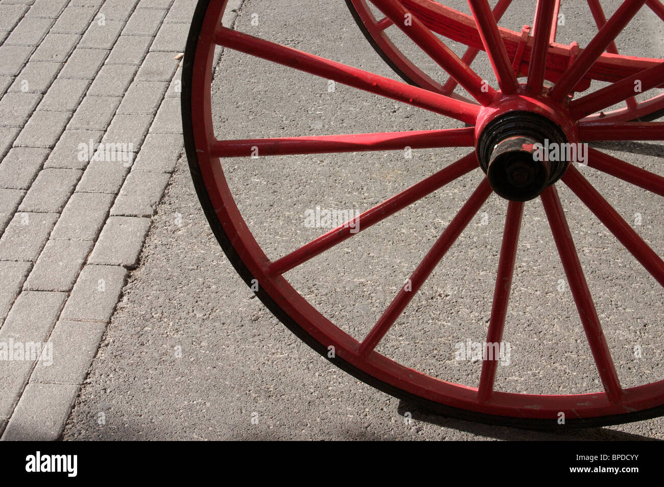 Red cart wheel, Palma, Mallorca, Spain Stock Photo - Alamy